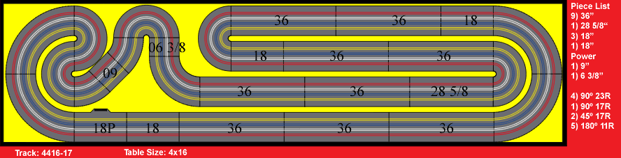 MaxTrax Scale Racing 4 Lane 16 Foot Tracks