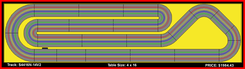 MaxTrax Scale Racing 4 Lane 16 Foot Tracks